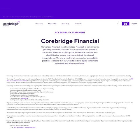 Accessibility Statement | Corebridge Financial