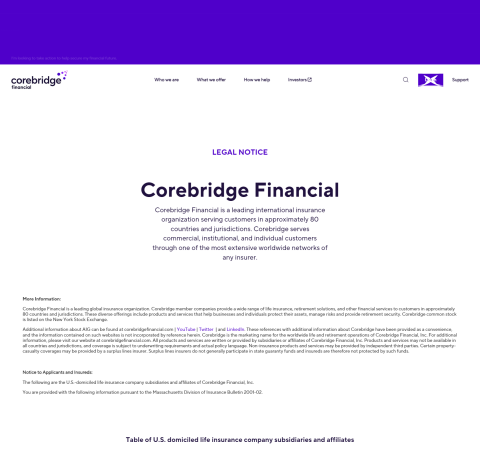 Legal Notice | Corebridge Financial