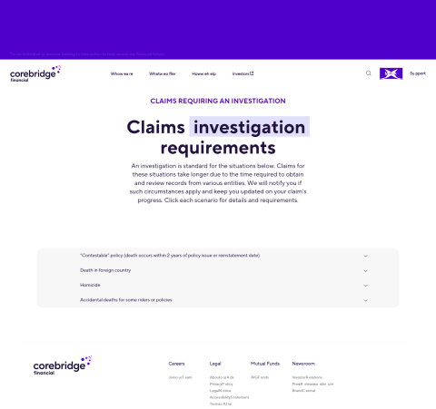 Claims requiring an investigation | Corebridge Financial