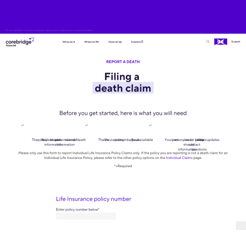 Report a Death | Corebridge Financial